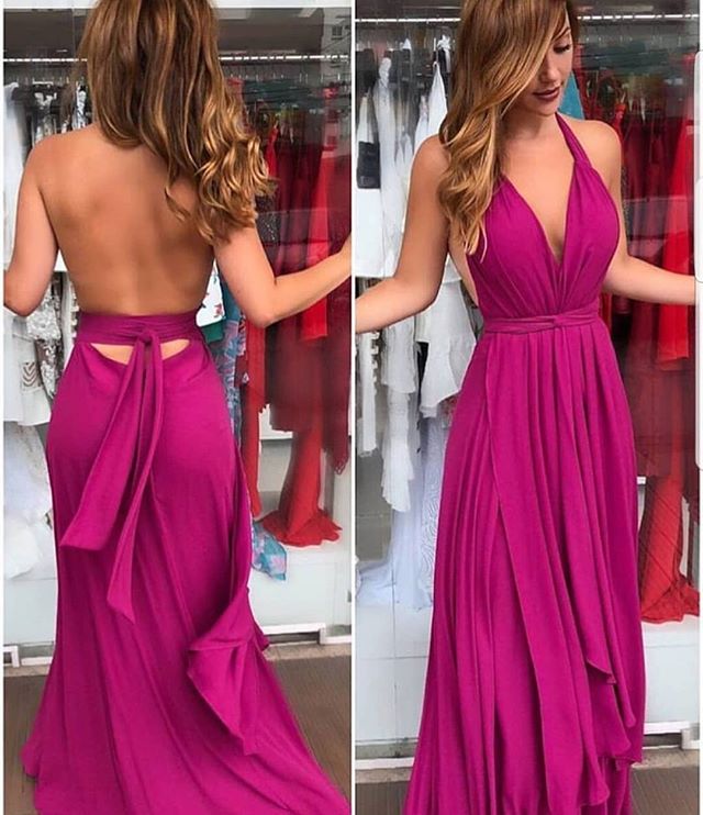 Fashion Sexy V-neck Long Prom Dress,sexy Open Back Party Dress 2018 on ...